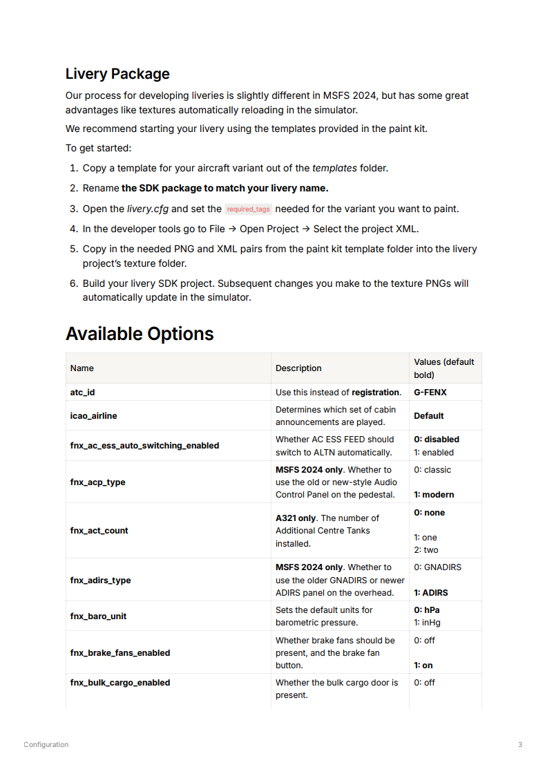 Airline Configurable Options via aircraft.cfg – FenixSim Support Hub